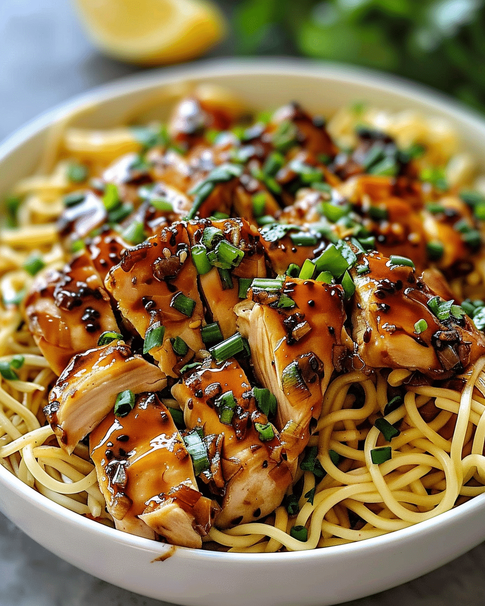 One-Pan Fire Garlic Chicken Noodle Bowl | Ella Dishes