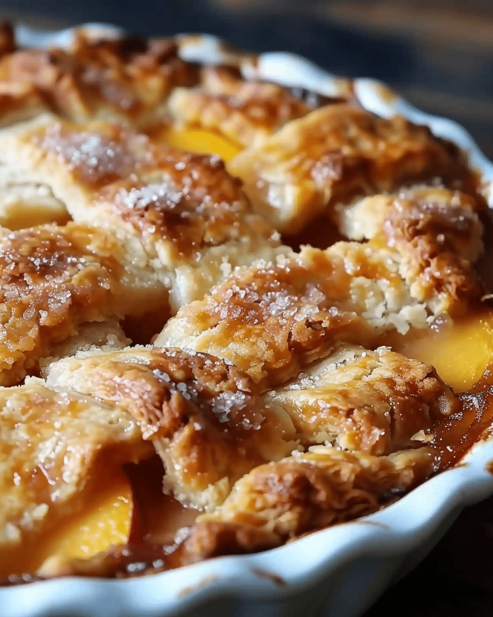Lazy Man's Pie Peach Cobbler | Ella Dishes