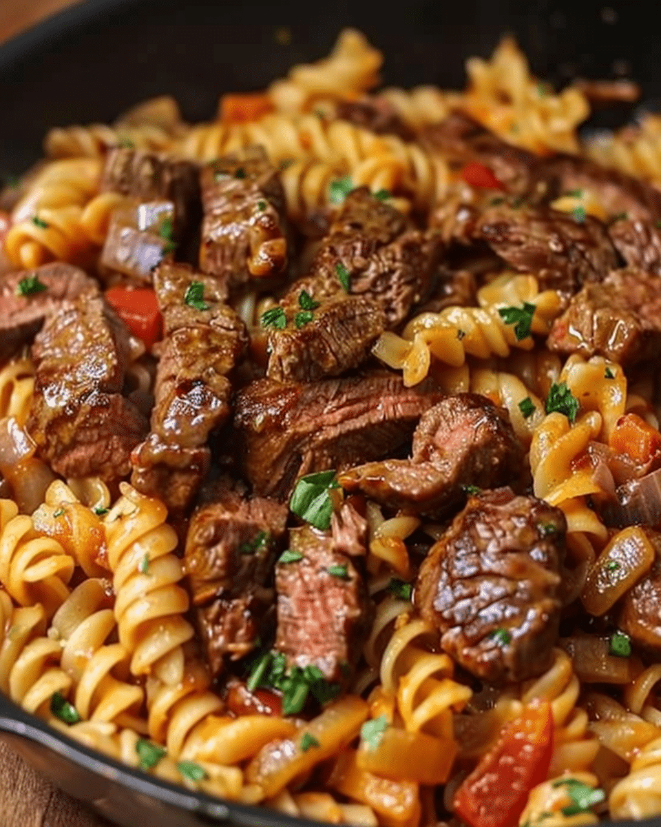 One-Pot Zesty Steak Pasta | Ella Dishes