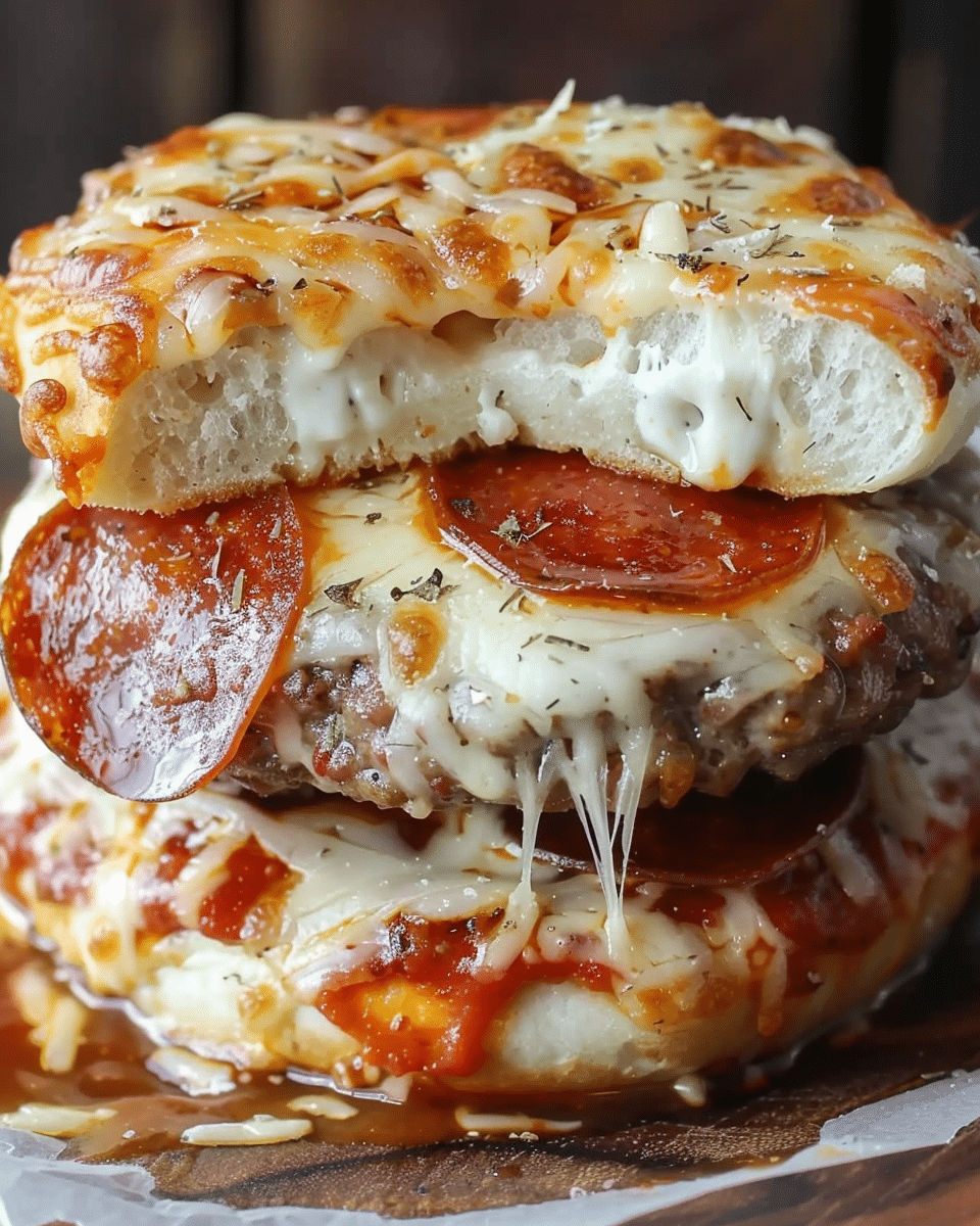 Pizza Burger with Mozzarella & Pepperoni | Ella Dishes
