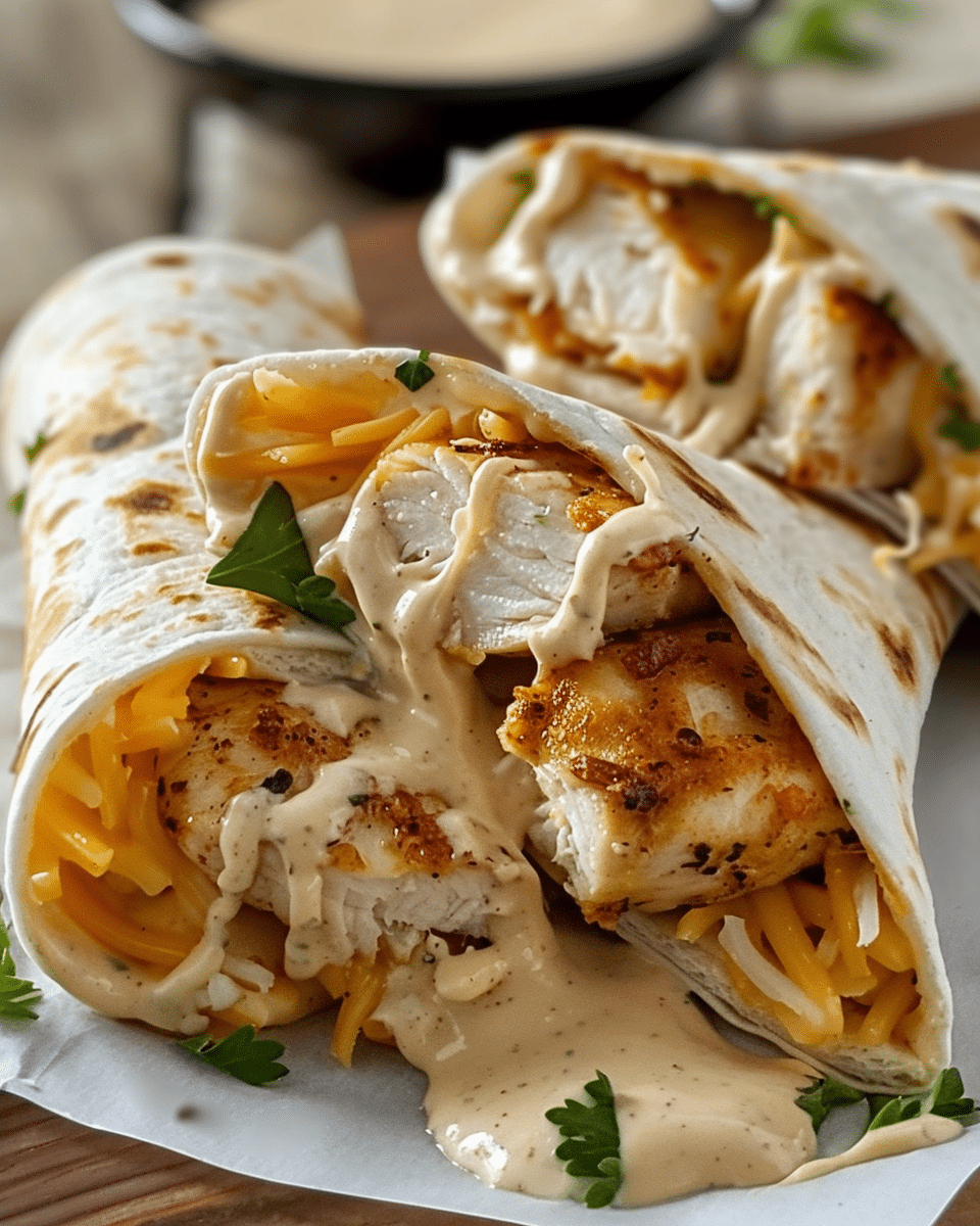Cheesy Garlic Chicken Wraps | Ella Dishes