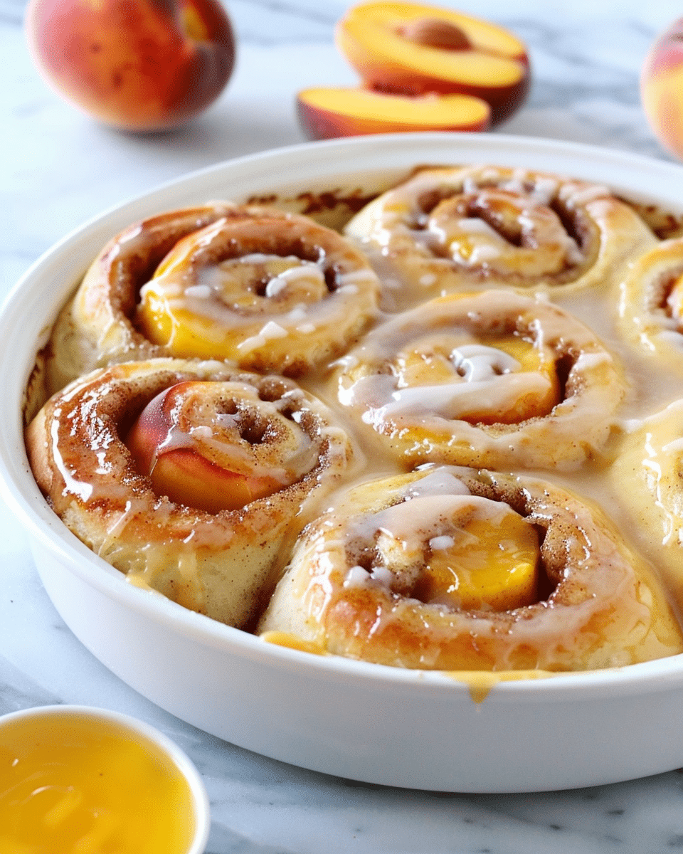 Peach Pie Cinnamon Rolls | Ella Dishes