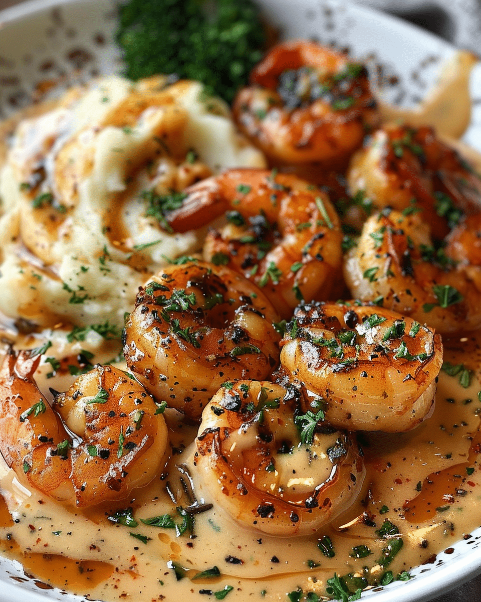 Garlic Butter Seared Shrimp with Cajun Cream Sauce & Mashed Potatoes ...