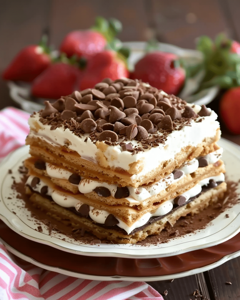Marie Biscuit Choc-Chip Icebox Cake | Ella Dishes