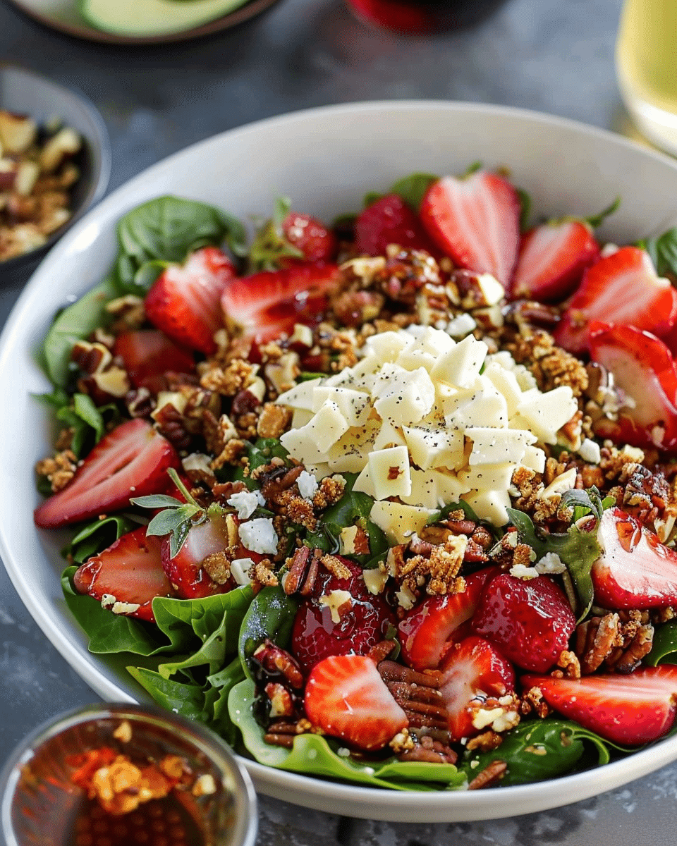 Strawberry Crunch Salad with Champagne Vinaigrette | Ella Dishes