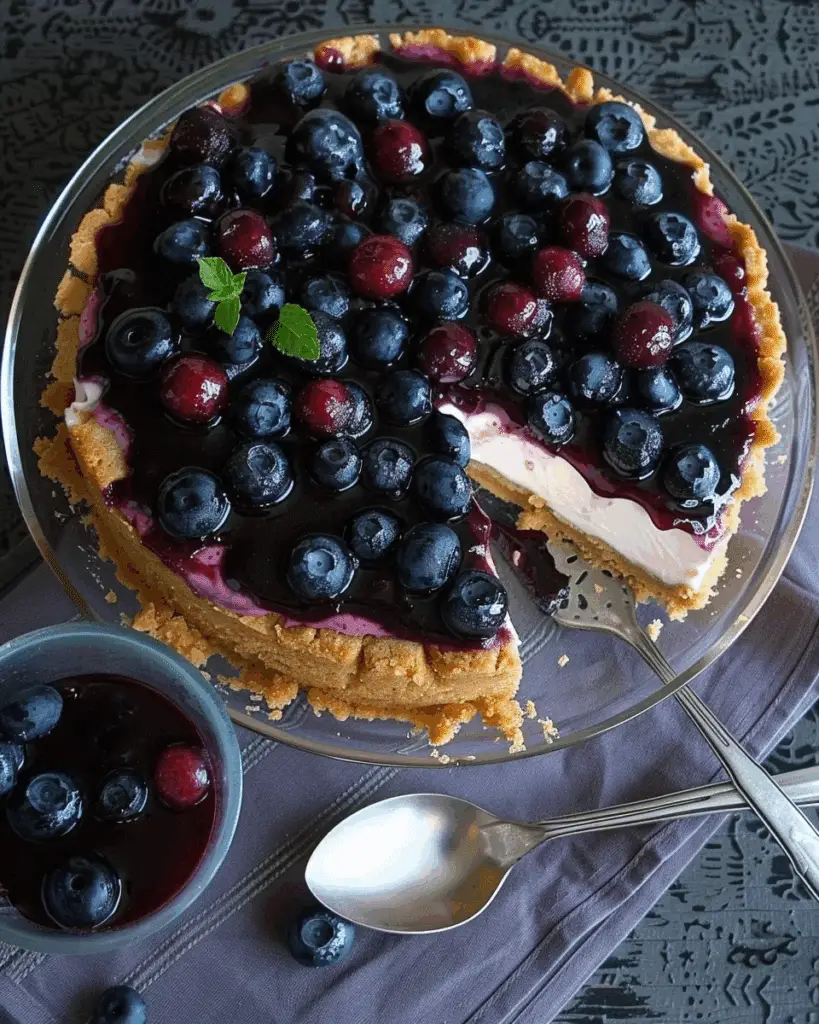 Fresh Blueberry Cheesecake with Homemade Crust | Ella Dishes