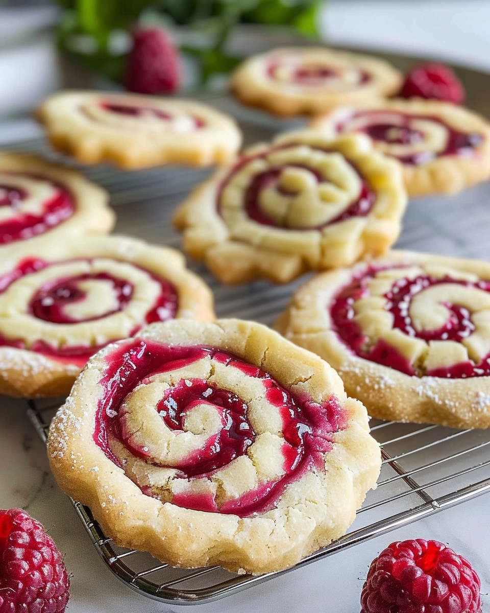 Buttery Raspberry Swirl Shortbread Cookies | Ella Dishes