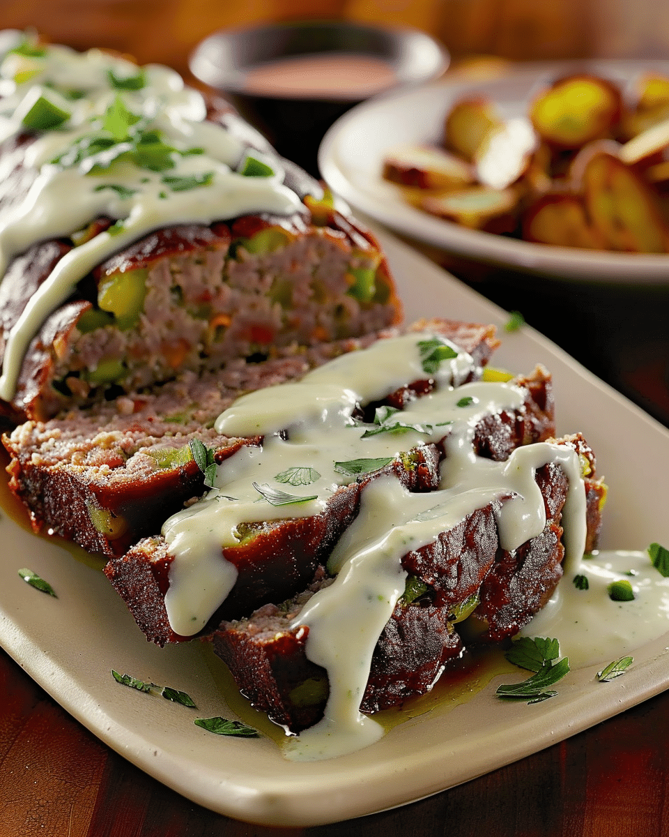 Smoky Jalapeño Popper Meatloaf with Ranch | Ella Dishes