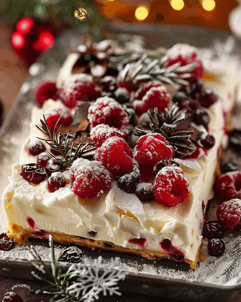 Easy Christmas Cheesecake Slab – No Bake! | Ella Dishes