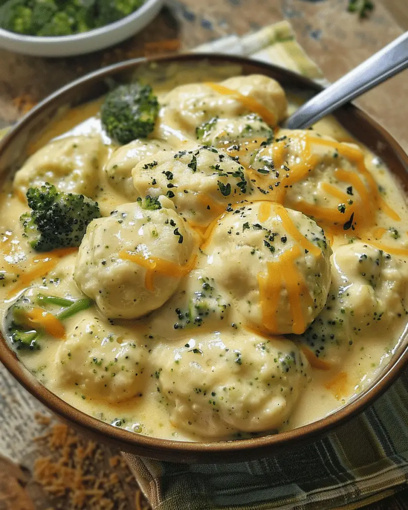 Broccoli Cheddar Chicken and Dumplings | Ella Dishes