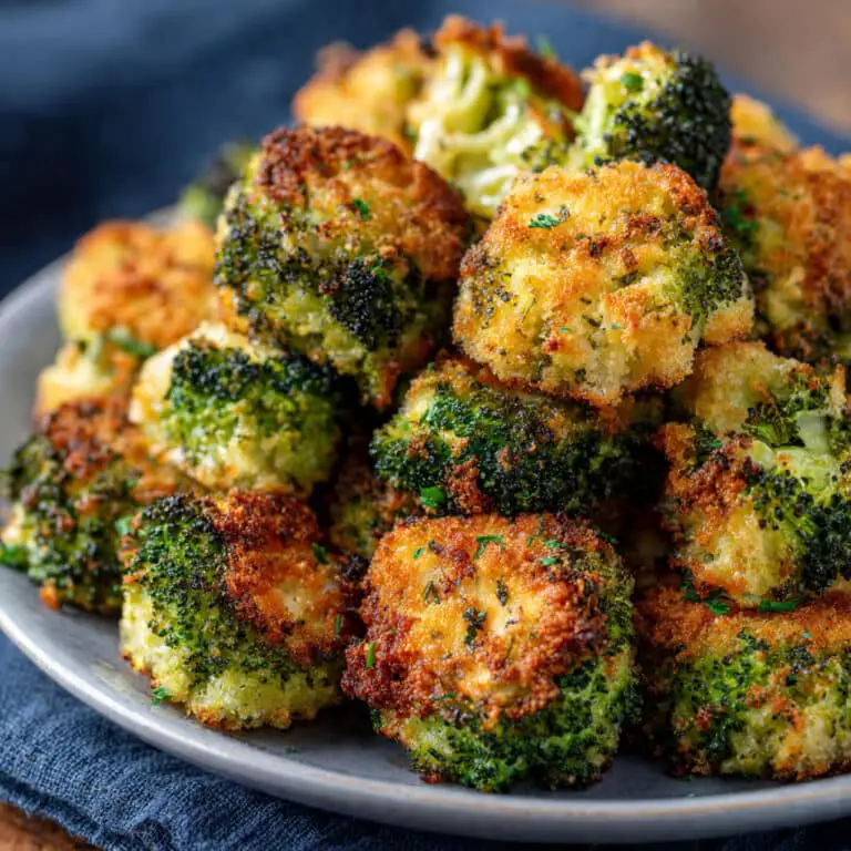 Crispy Healthy Air Fryer Garlic Broccoli Bites | Ella Dishes