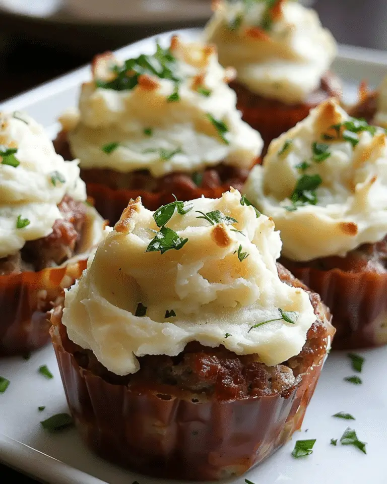 Mini Meatloaf Muffins with Mashed Potato Frosting | Ella Dishes