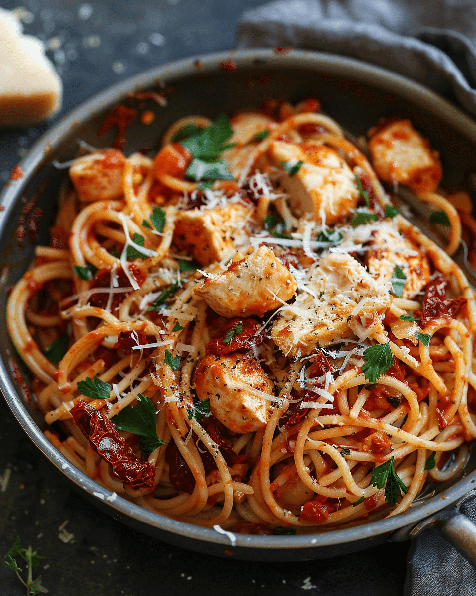 Sun-Dried Tomato Pasta with Chicken and Creamy Mozzarella Sauce | Ella ...