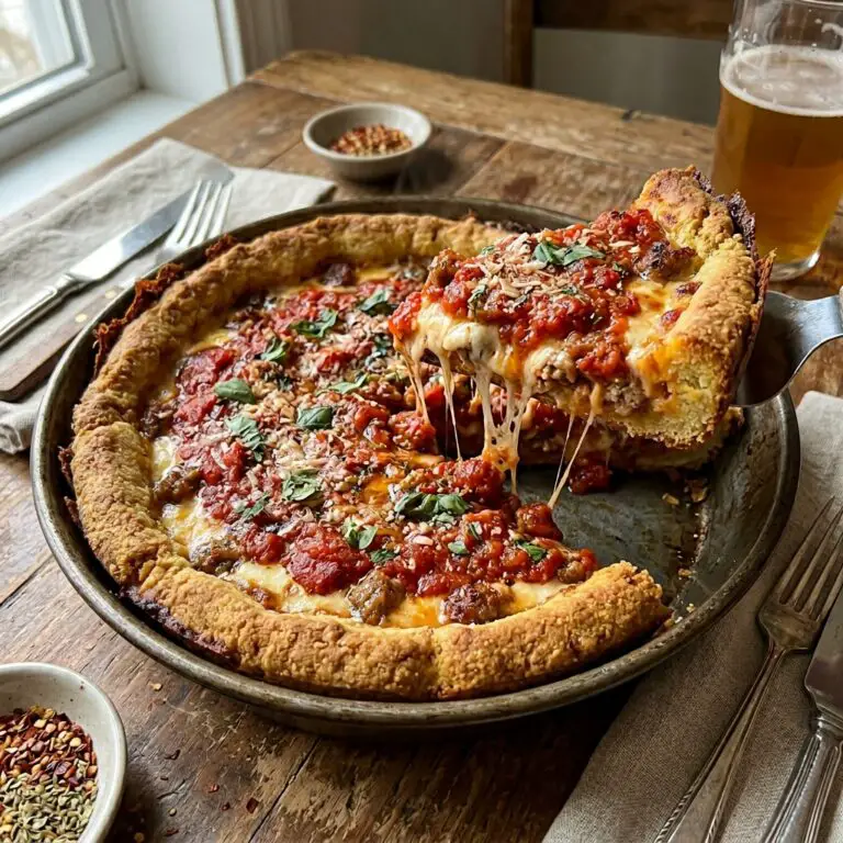 Homemade Chicago-Style Deep Dish Pizza | Ella Dishes